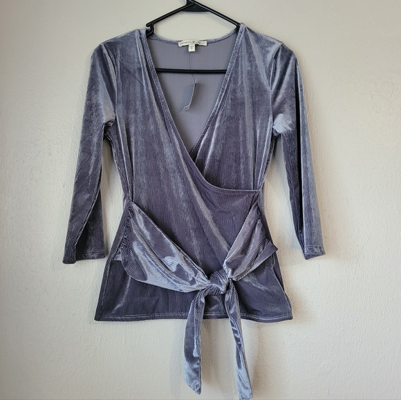 Express | Tops | Express Soft Ribbed Velvet Wrap Top | Poshmark